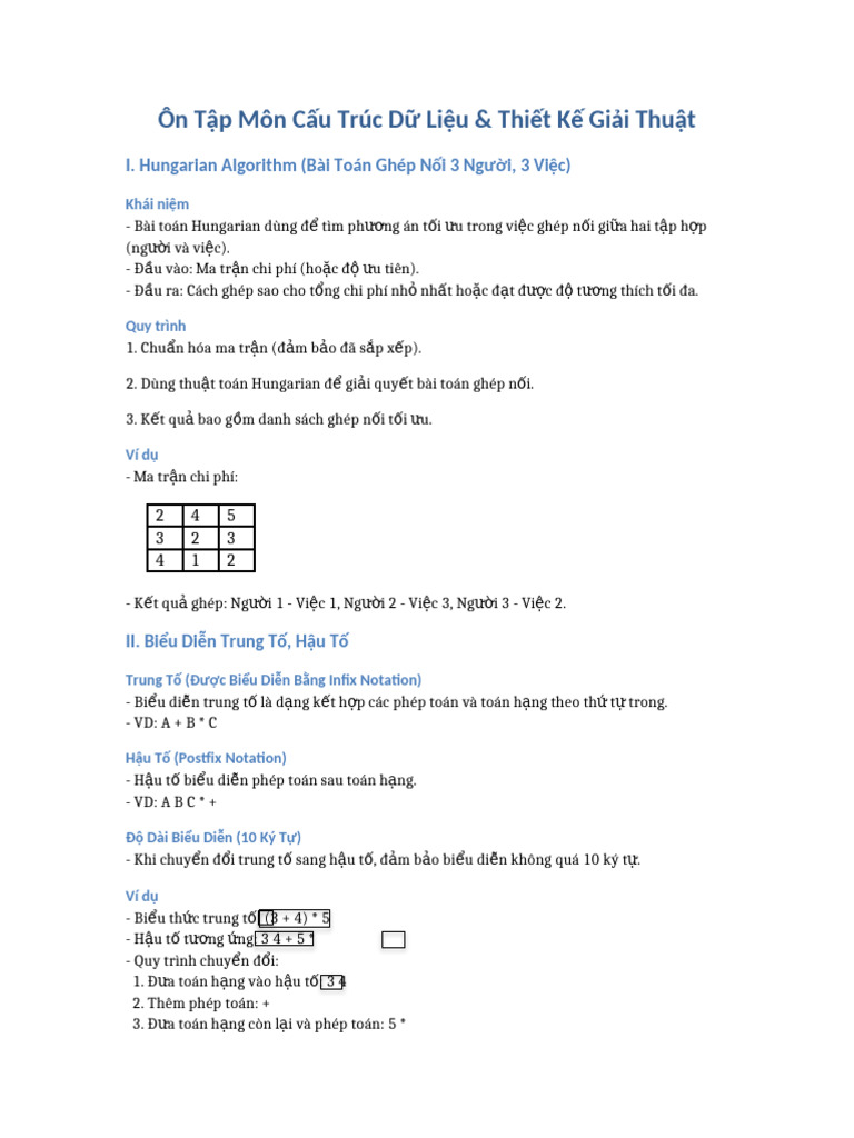 On Tap CTDL Thiet Ke Giai Thuat | PDF