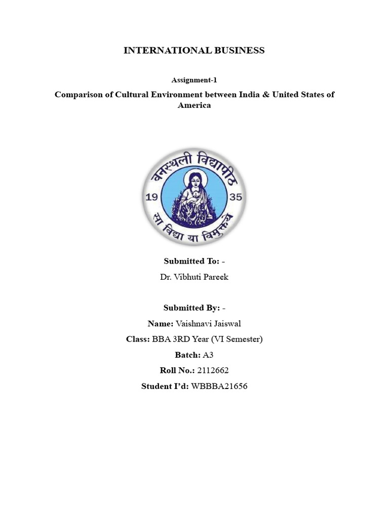 Vaishnavi Jaiswal - IB ASSIGNMENT | PDF | Nonverbal Communication | Caste