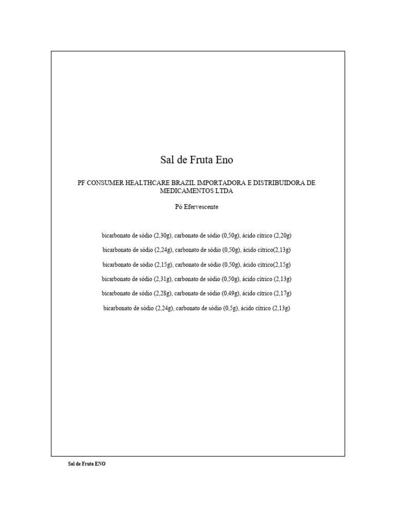 bula-do-profissional-de-saúde-sal-de-fruta-eno | PDF | Compostos ...