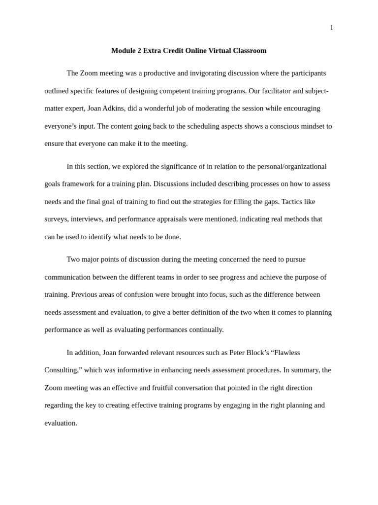 Module 2 Extra Credit Online Virtual Classroom | PDF