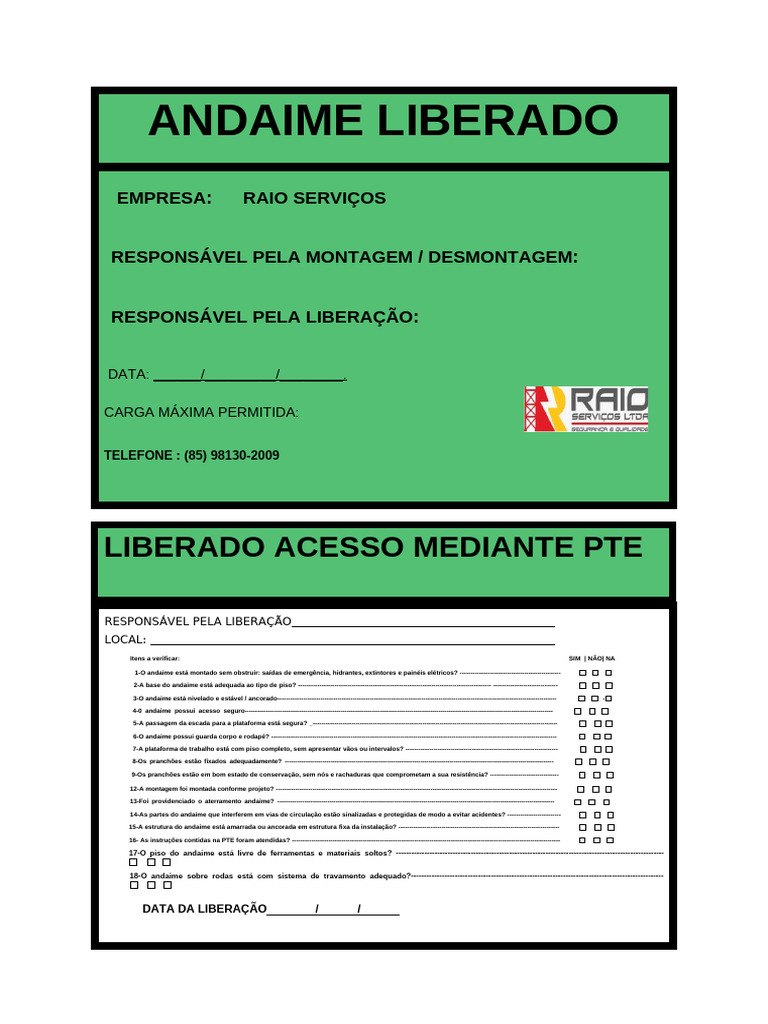 PLACA DE ANDAIME VERDE NOVA (1)_organized | PDF