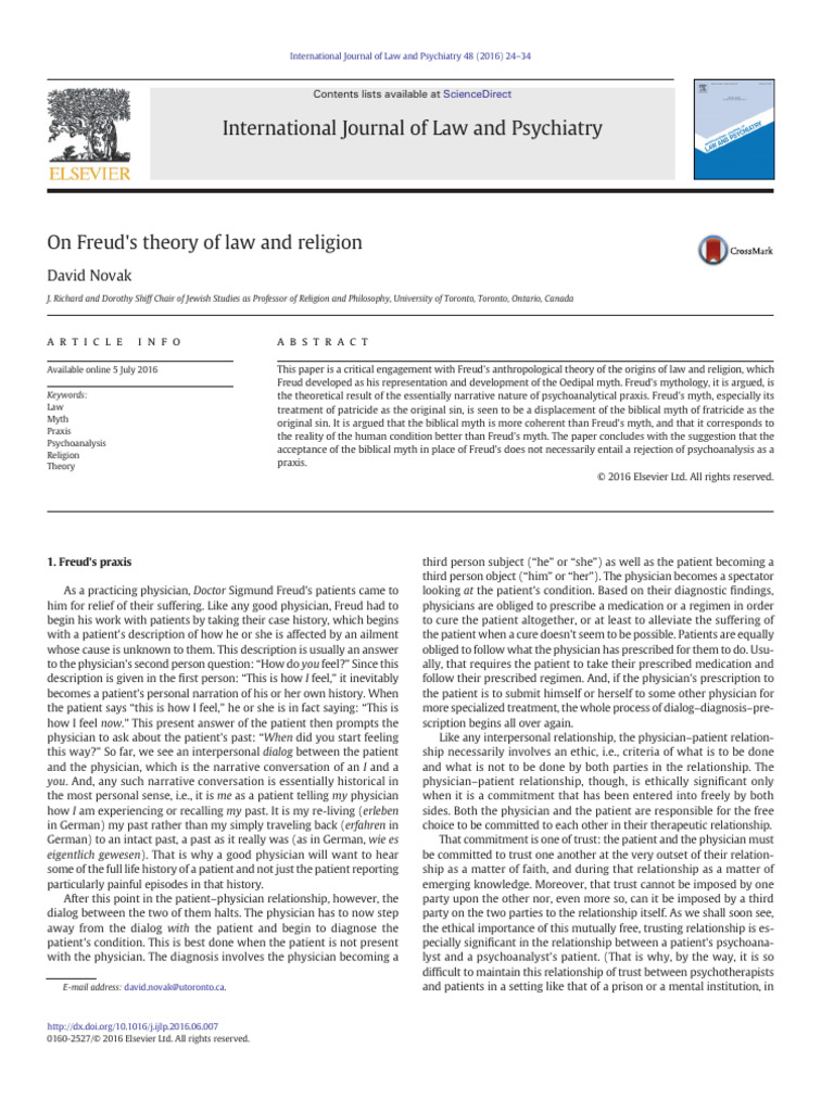 On Freud S Theory of Law and Reli - 2016 - International Journal of Law ...