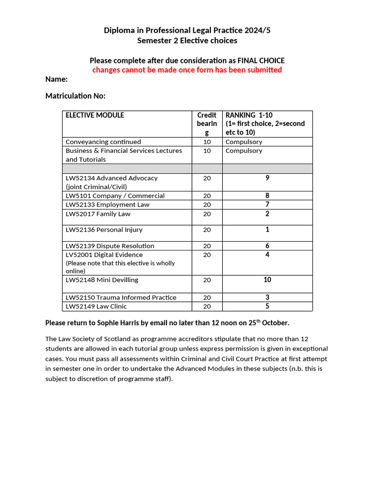 Module Choice Form 24 (1) copy | PDF