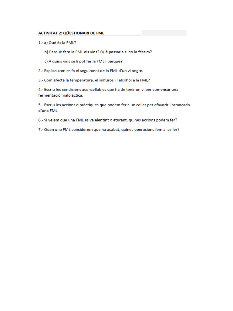 Qüestionari Estudi FML | PDF
