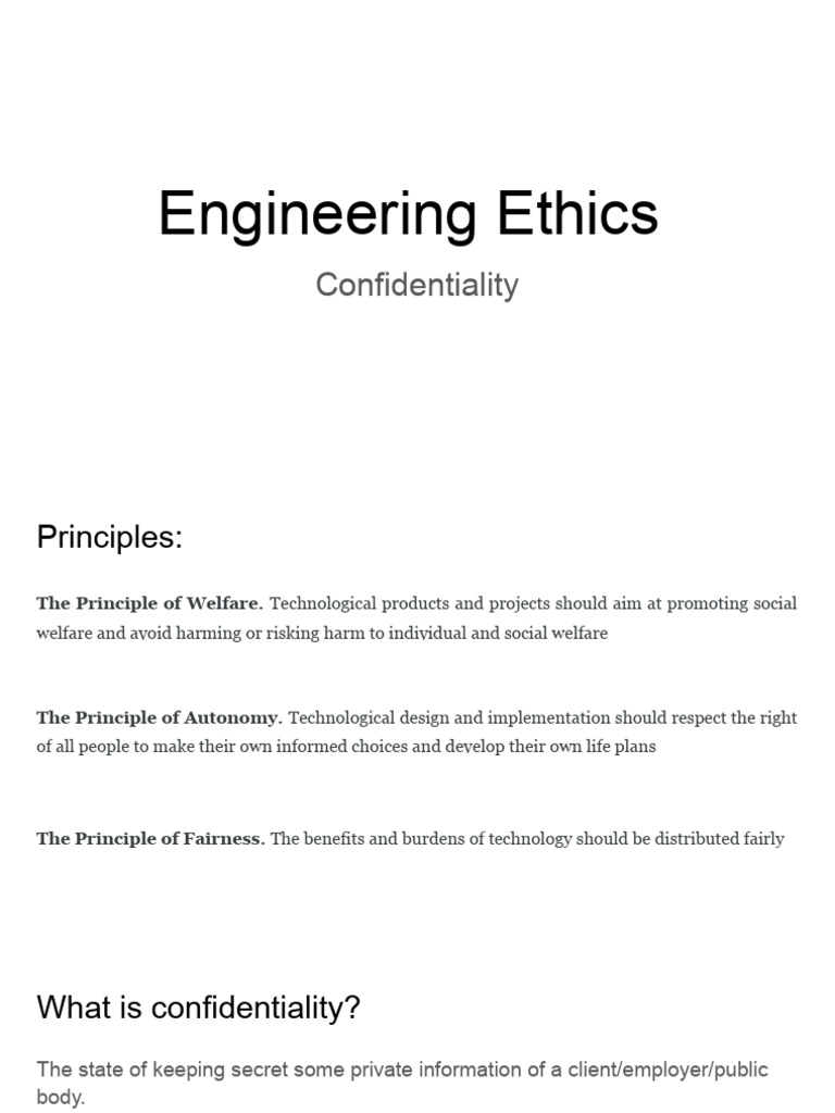 Engineering Ethics and Confidentiality Principles | PDF ...