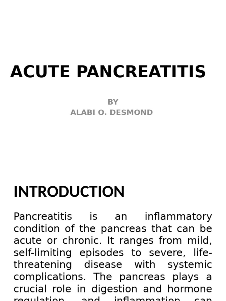 Acute Pancreatitis Overview and Management | PDF | Pancreas | Human ...
