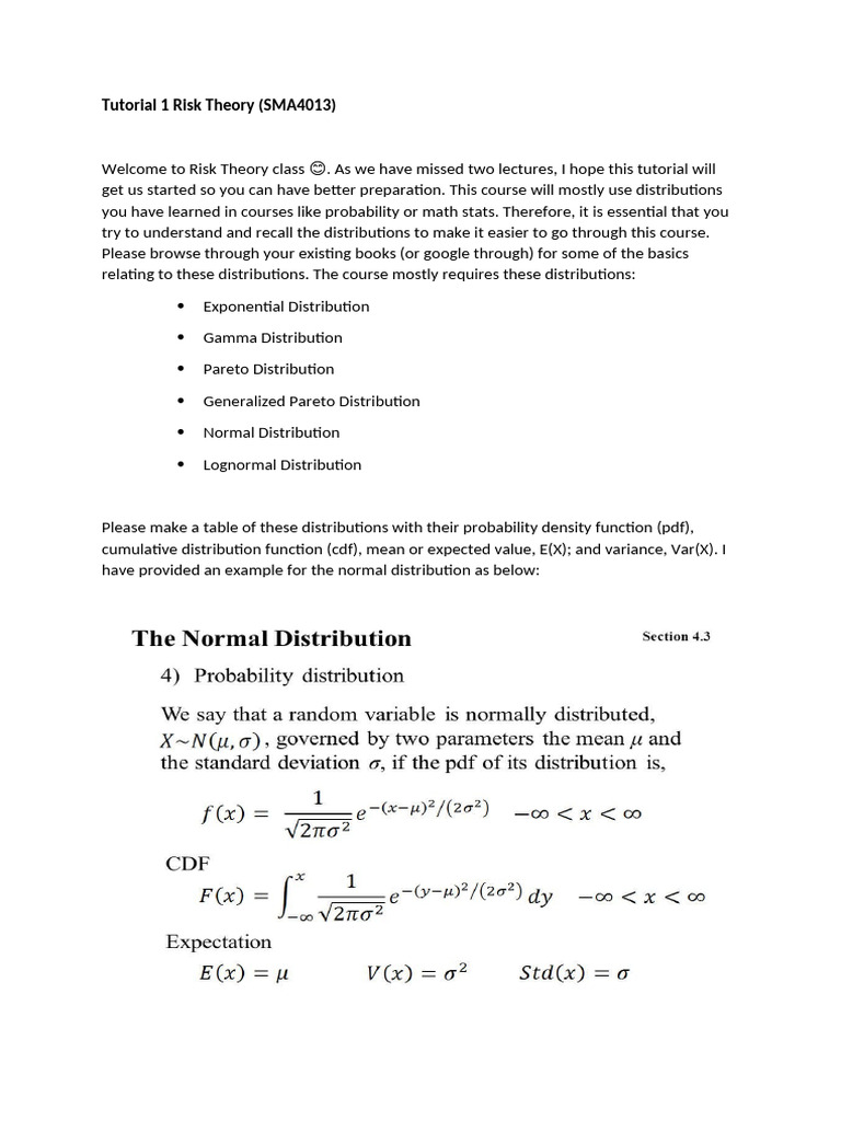 Risk Theory Distributions Overview | PDF