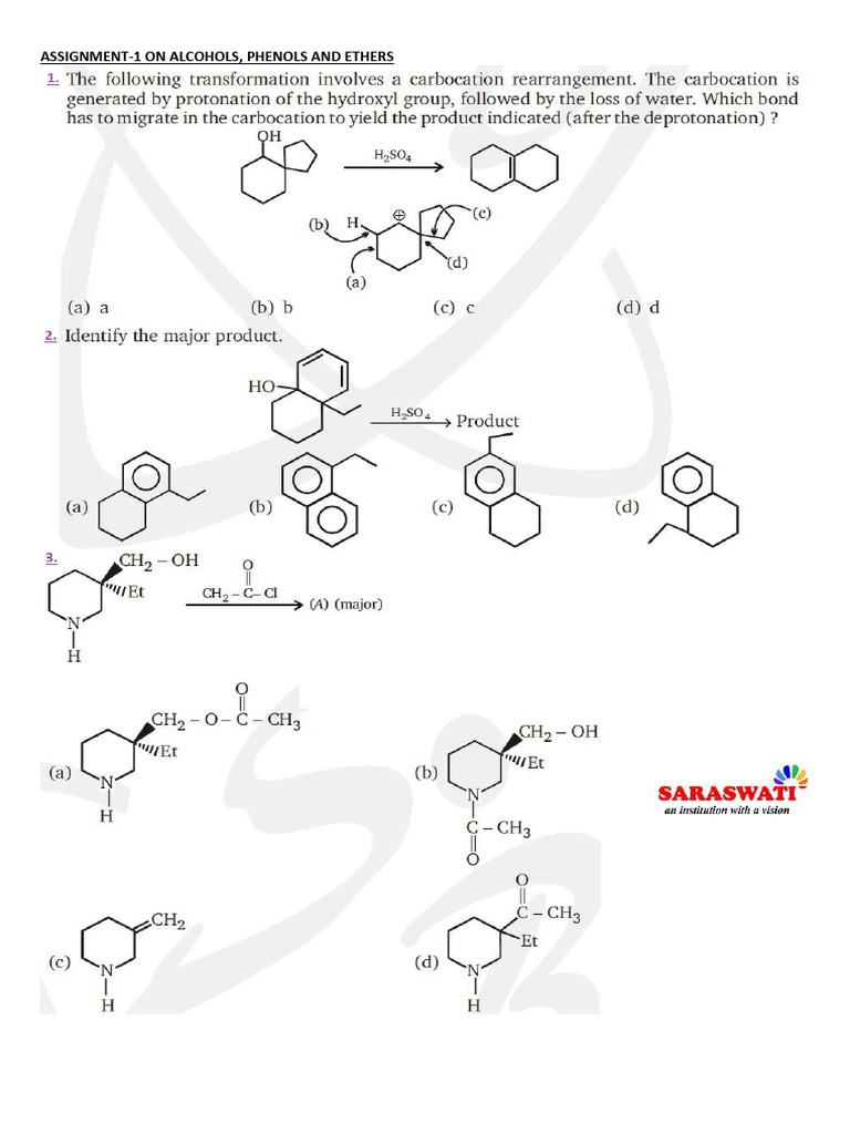 Assignment-1 On Alcohols and Phenols | PDF