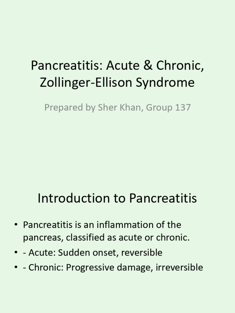 Pancreatitis ZES Presentation SherKhan | PDF