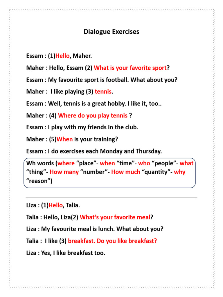 Dialogue Exercises | PDF