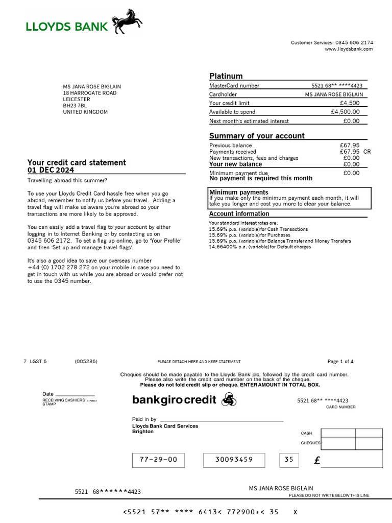 578573497-Lloyds-Bank-Statement (6) | PDF | Credit Card | Cheque