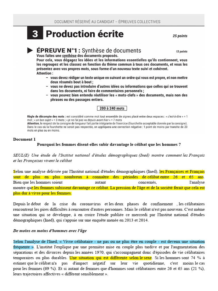 Unité 1 - Lecon 1 - Synthèse - Le celibat | PDF | Célibat