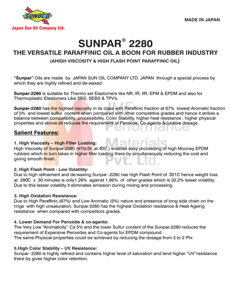 High Viscosity Paraffinic Oil Sunpar | PDF | Materials | Chemical ...