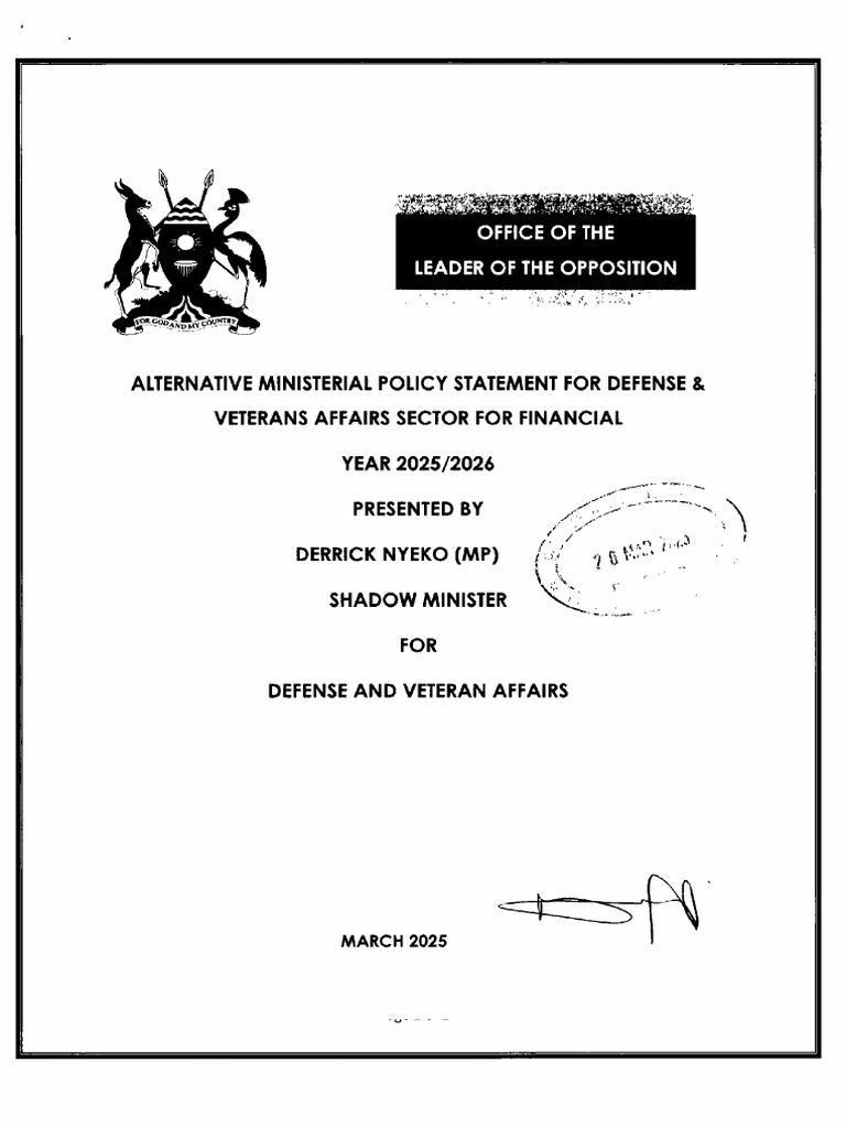 Alternative Policy Statement For Defence Veterans Affairs Sector For ...