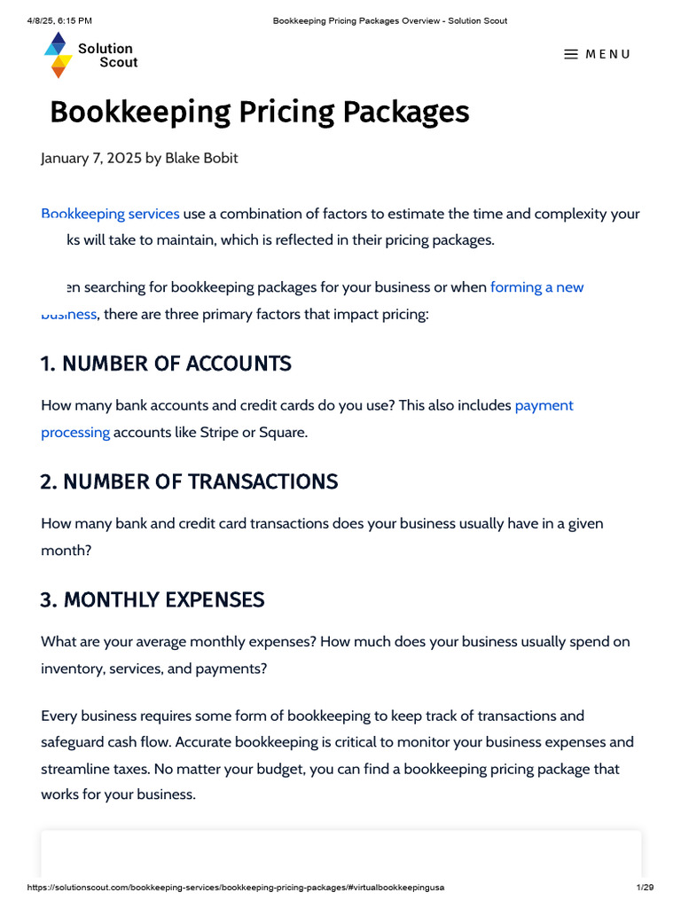 Bookkeeping Pricing Packages Overview | PDF | Bookkeeping | Pricing