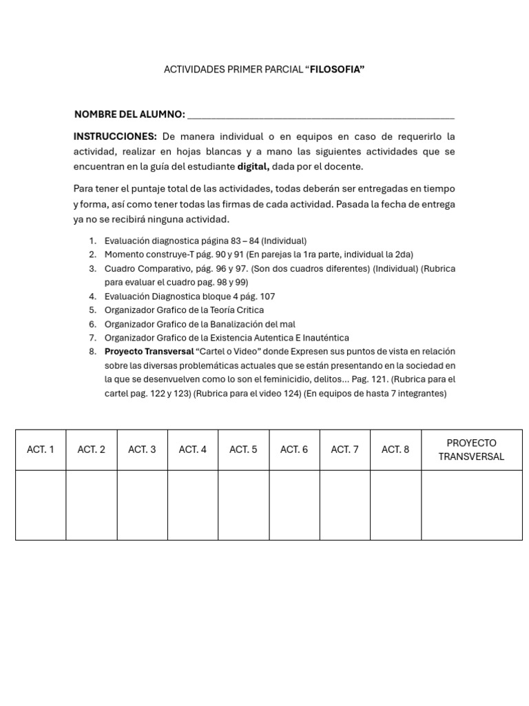 Act 2do Parcial Filosofia | PDF