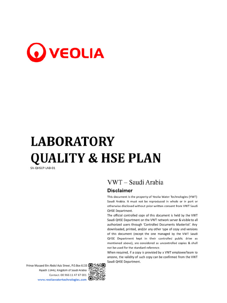 Laboratory Quality & HSE Plan | PDF | Calibration | Occupational Safety ...