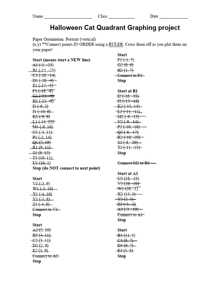 Halloween Cat Quadrant Graphing | PDF | Chess Theory | Chess