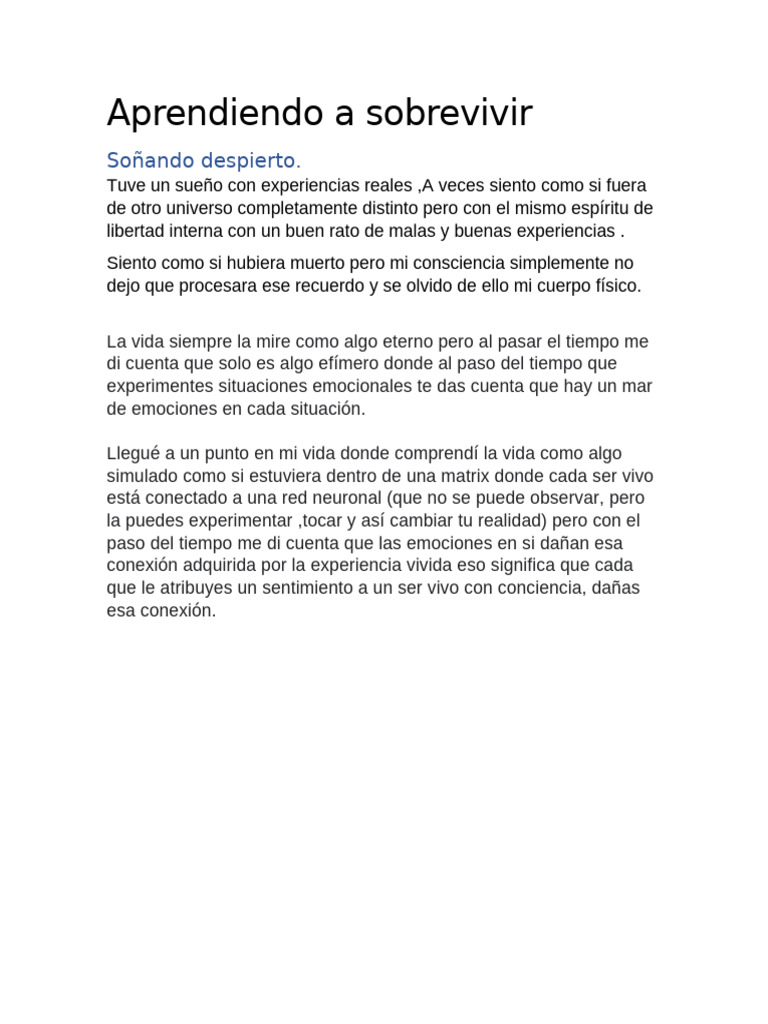Aprendiendo A Sobrevivir | PDF