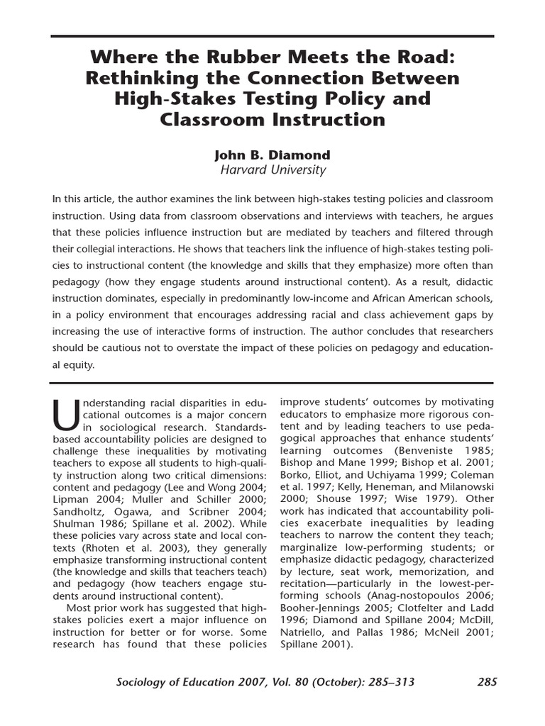 Where the Rubber Meets the Road- Rethinking the Connection Between High ...