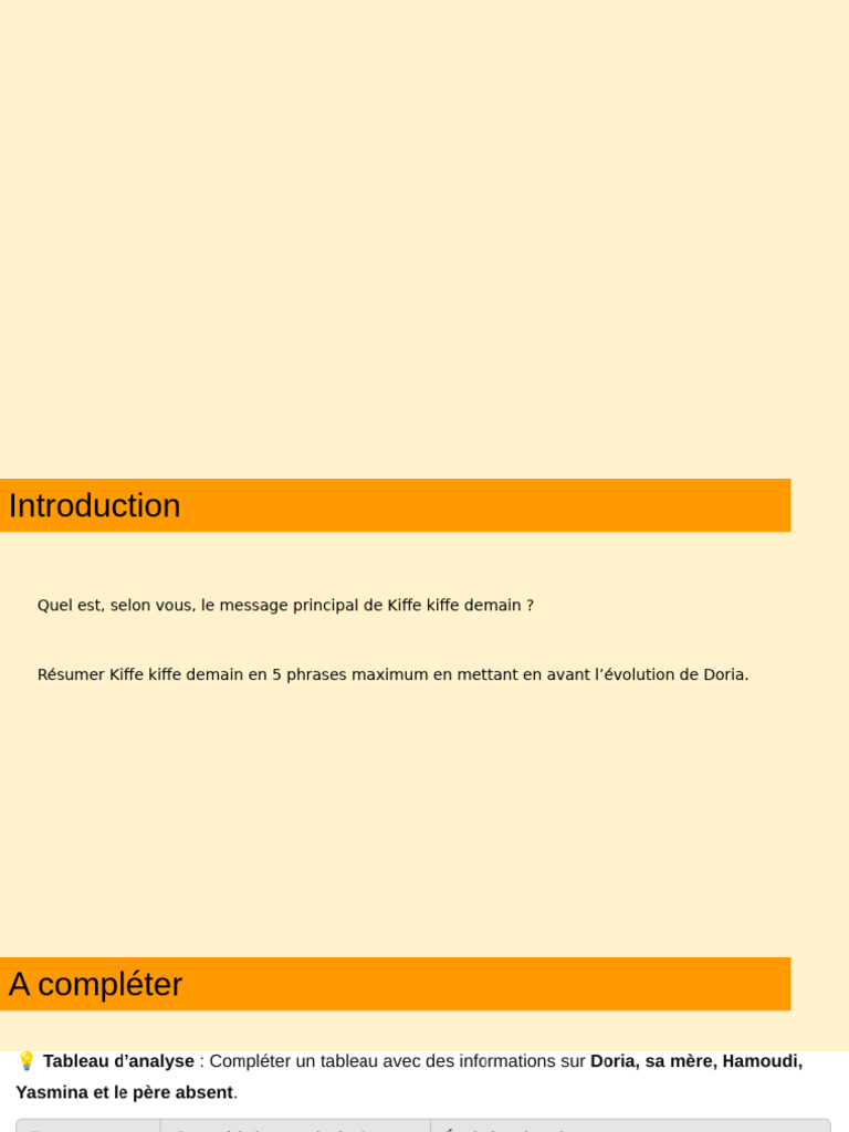 Révision Kiffe Kiffe Demain | PDF