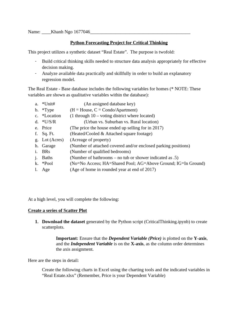 KhanhNgo - 1677046 - Critical Thinking Exercise-Real Estate | PDF ...