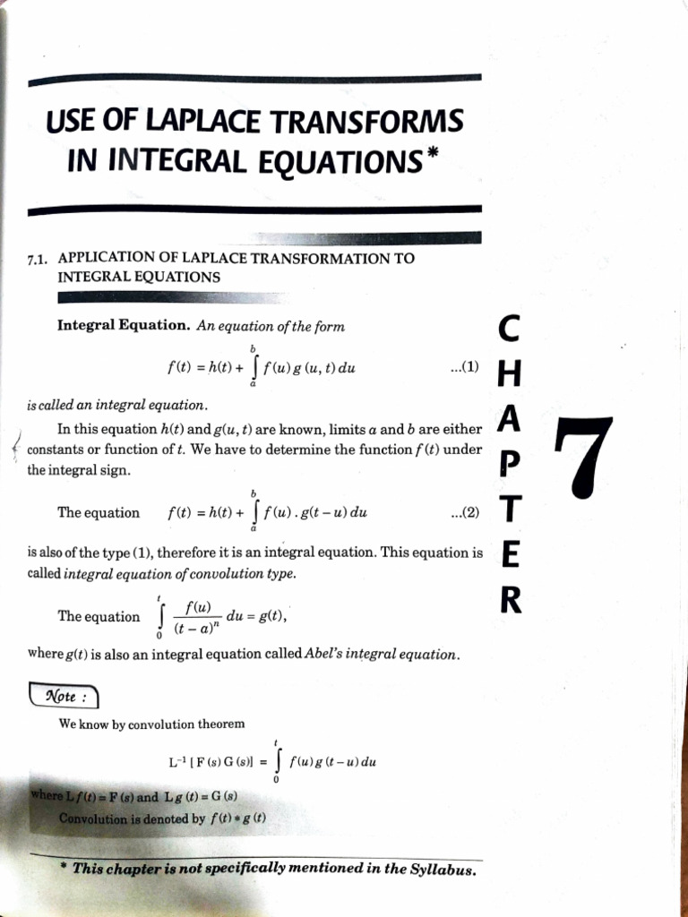 Laplace Transforms in Integral Equations | PDF | Convolution | Laplace Transform
