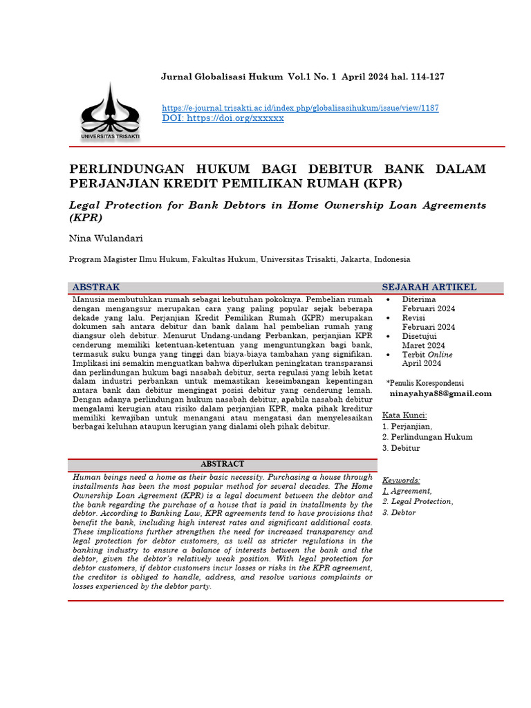 Perlindungan Hukum Debitur KPR Bank | PDF