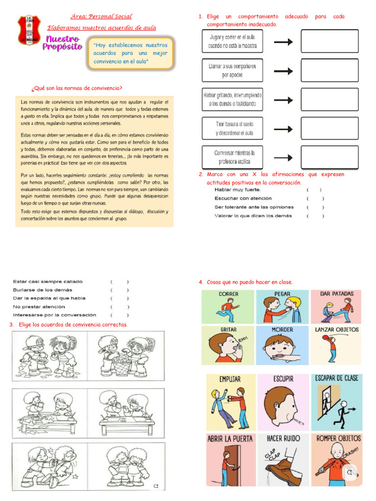 FICHA-PS-ACUERDOS DE CONVIVENCIA (1) | PDF