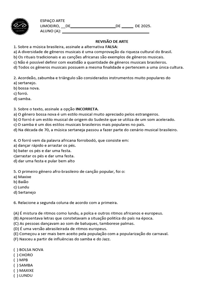 1ª Revisão de ARTE- Conv. | PDF | Teatro