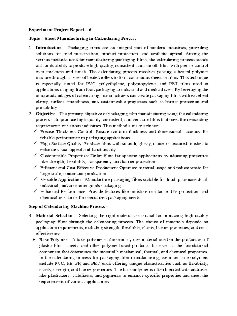 Sheet Manufacturing in Calendaring Process | PDF | Plastic | Polymers