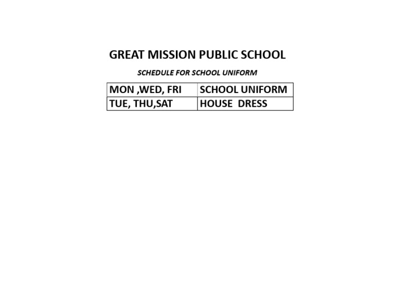 Uniform Schedule | PDF