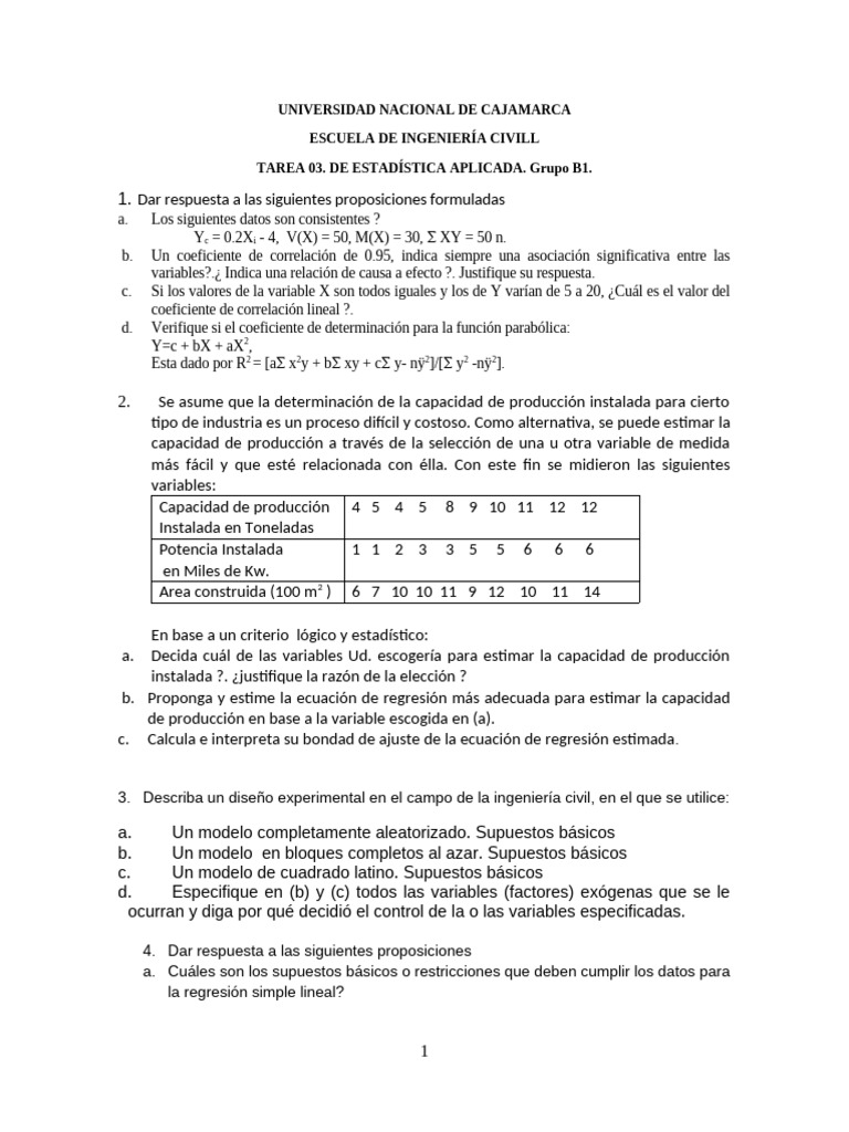 Tarea - Practica Encargada | PDF | Análisis de regresión | Regresión lineal