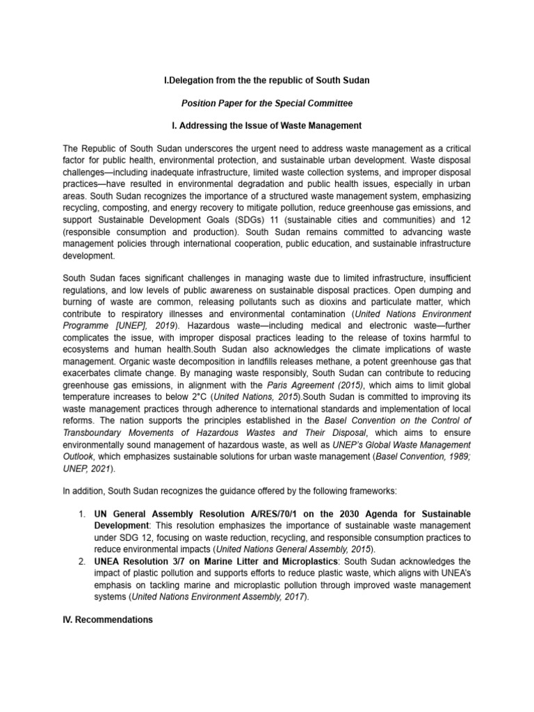 sample Position paper 1 | PDF | Waste Management | Waste