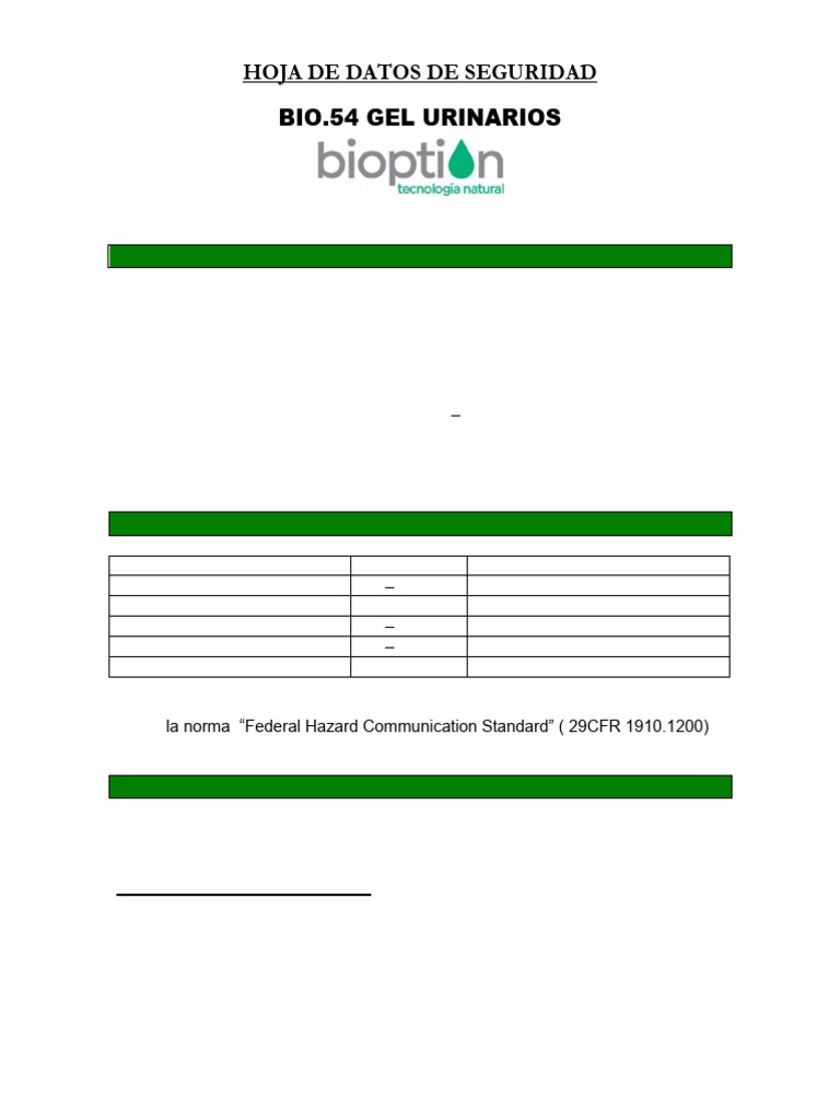 HDS - BIO.54 Urinarios | PDF | Agua | Sustancias químicas