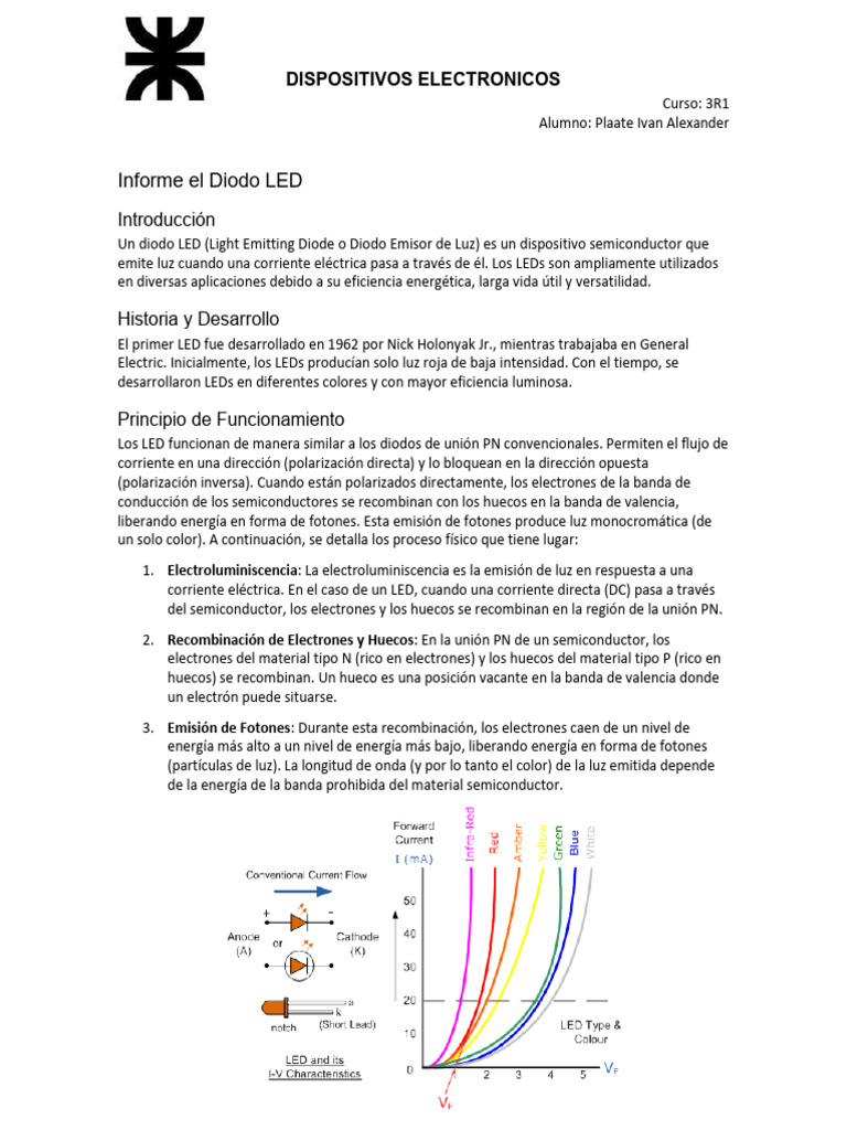 ## Informe El Diodo LED | PDF | Diodo emisor de luz | Semiconductores