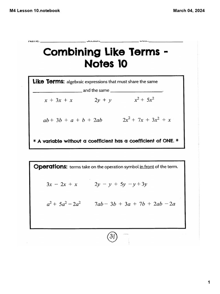 M4 Lesson 10.notebook March 04, 2024 | PDF