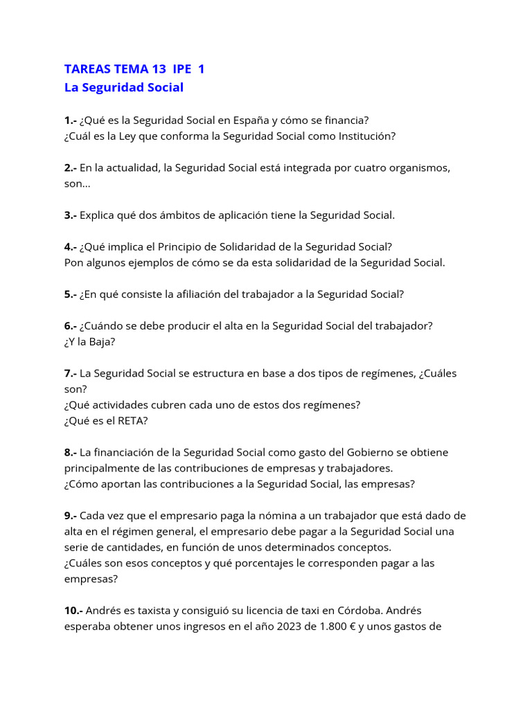 Tareas Tema 13 Ipe 1 | PDF