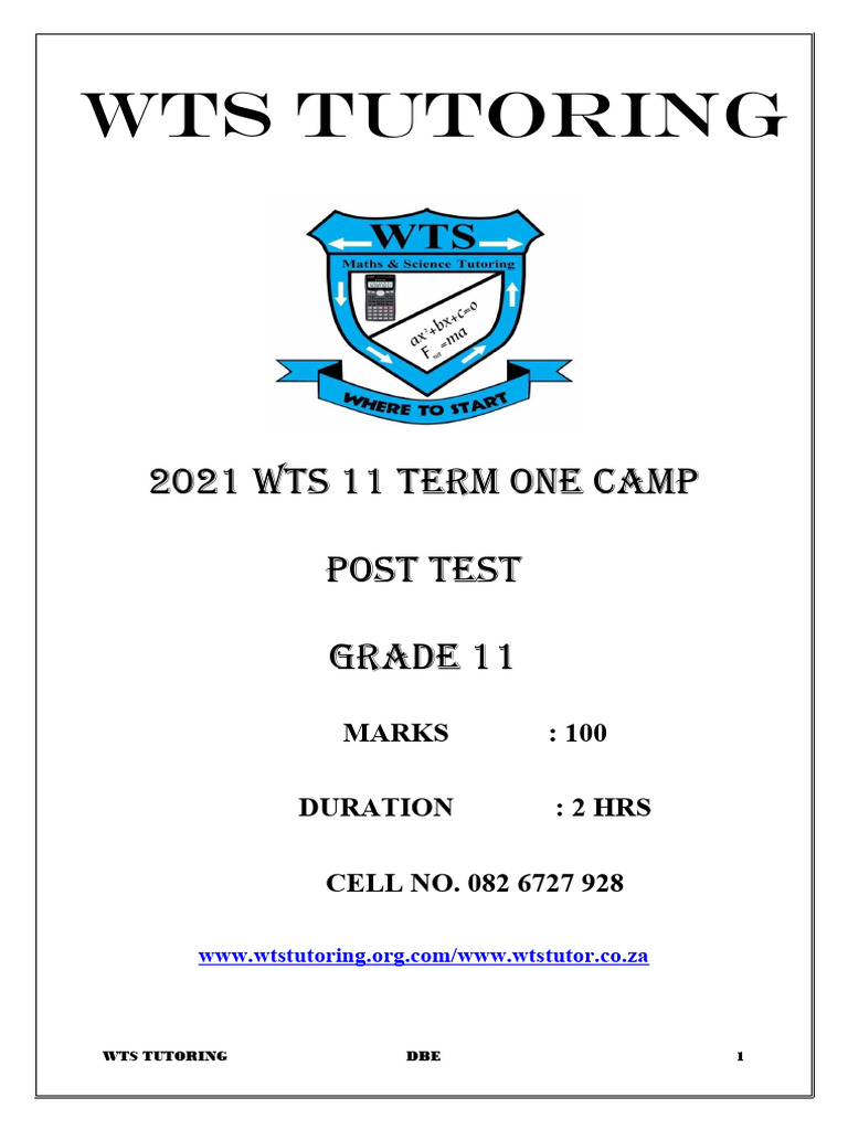 2021 Wts 11 t1 Post Test | PDF