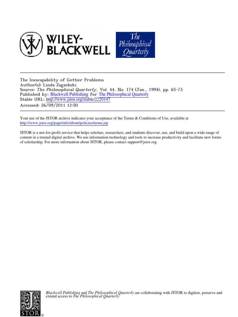 Inescapablility of Gettier Problems | PDF | Epistemology | Theory Of ...