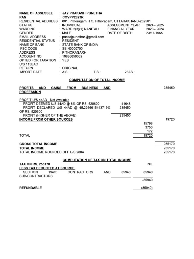Computation Jayprakash Punetha AY 2024-25 | PDF