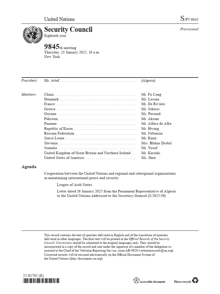 The United Nations meeting #9845 | PDF | Arab League | Two State Solution