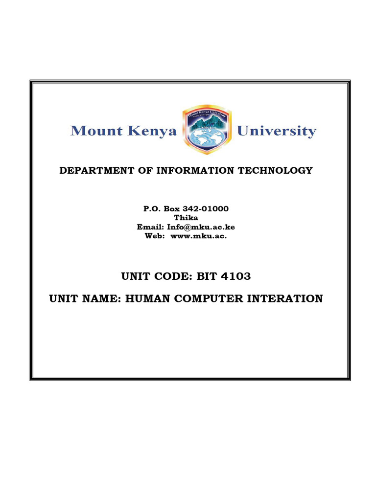 Bit4103 Human Computer Interaction Manual (1) | PDF | Human–Computer Interaction | Usability