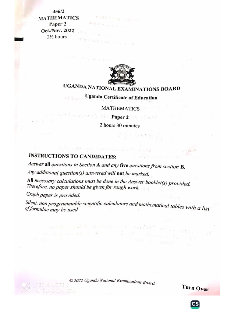 Uce Math Paper 2-2022 | PDF