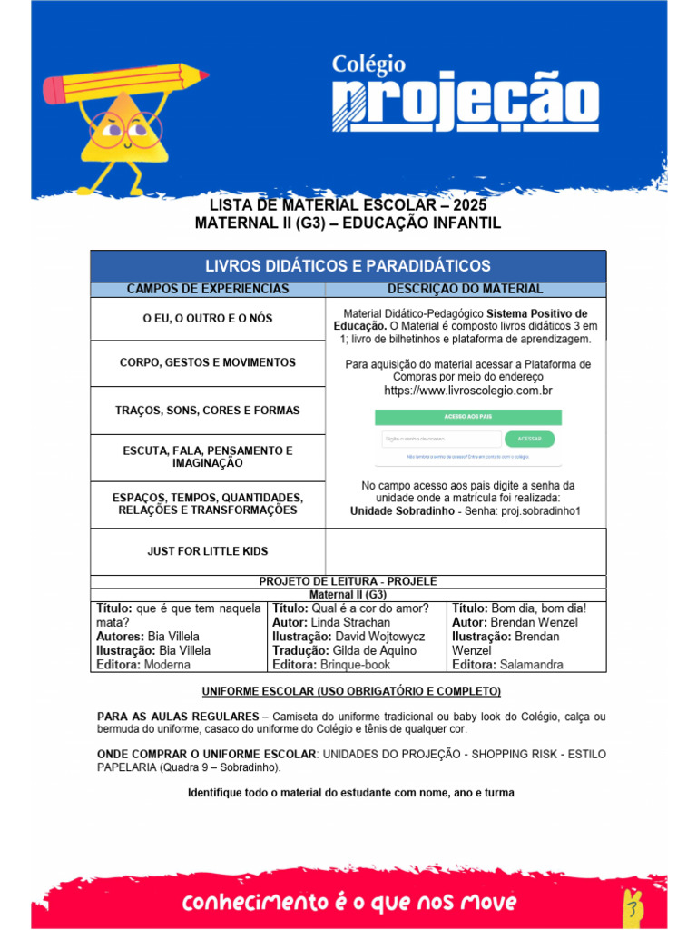 Lista de Material - 2025 - Maternal Ii - g3 | PDF | Livro didático