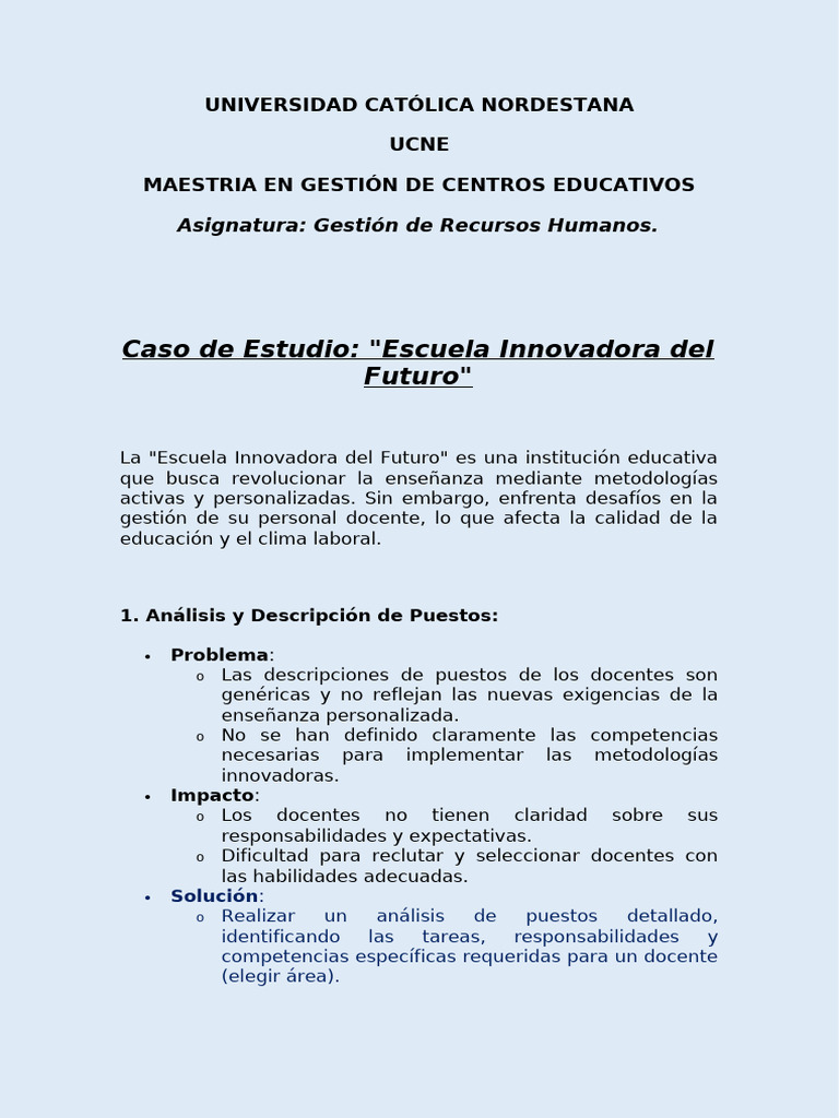Práctica Clase 2 - Caso Escuela Innovadora Del Futuro | PDF | Enseñando ...
