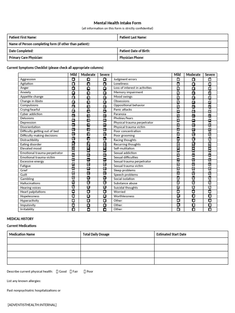 INTAKE FORM FillableIntake | PDF | Mental Disorder | Sexual Orientation