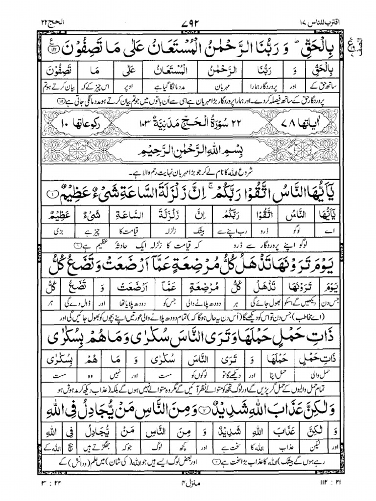 Surah 22 Al Haj Urdu Tarjuma | PDF