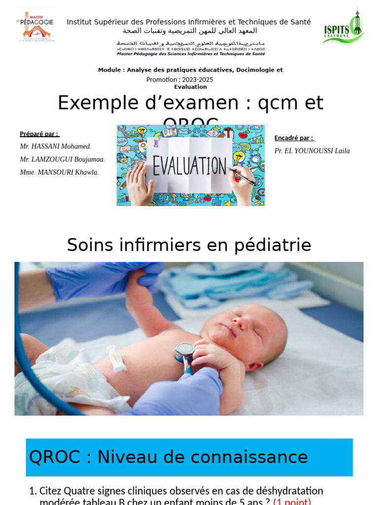 Exemple de QROC Et QCM Version Finale | PDF | Déshydratation (médecine ...