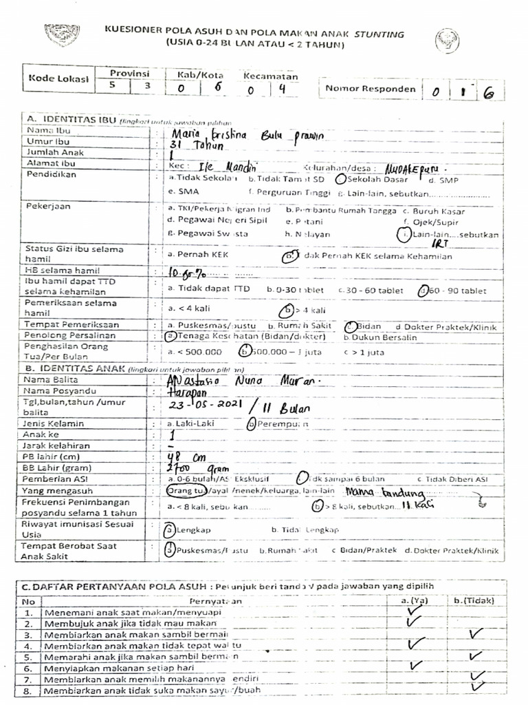 Kuesioner Pola Asuh MDKP - 16 | PDF